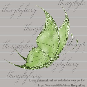 30 Greenery Foil and Glitter Butterfly Digital Images 300 Dpi Instant ...