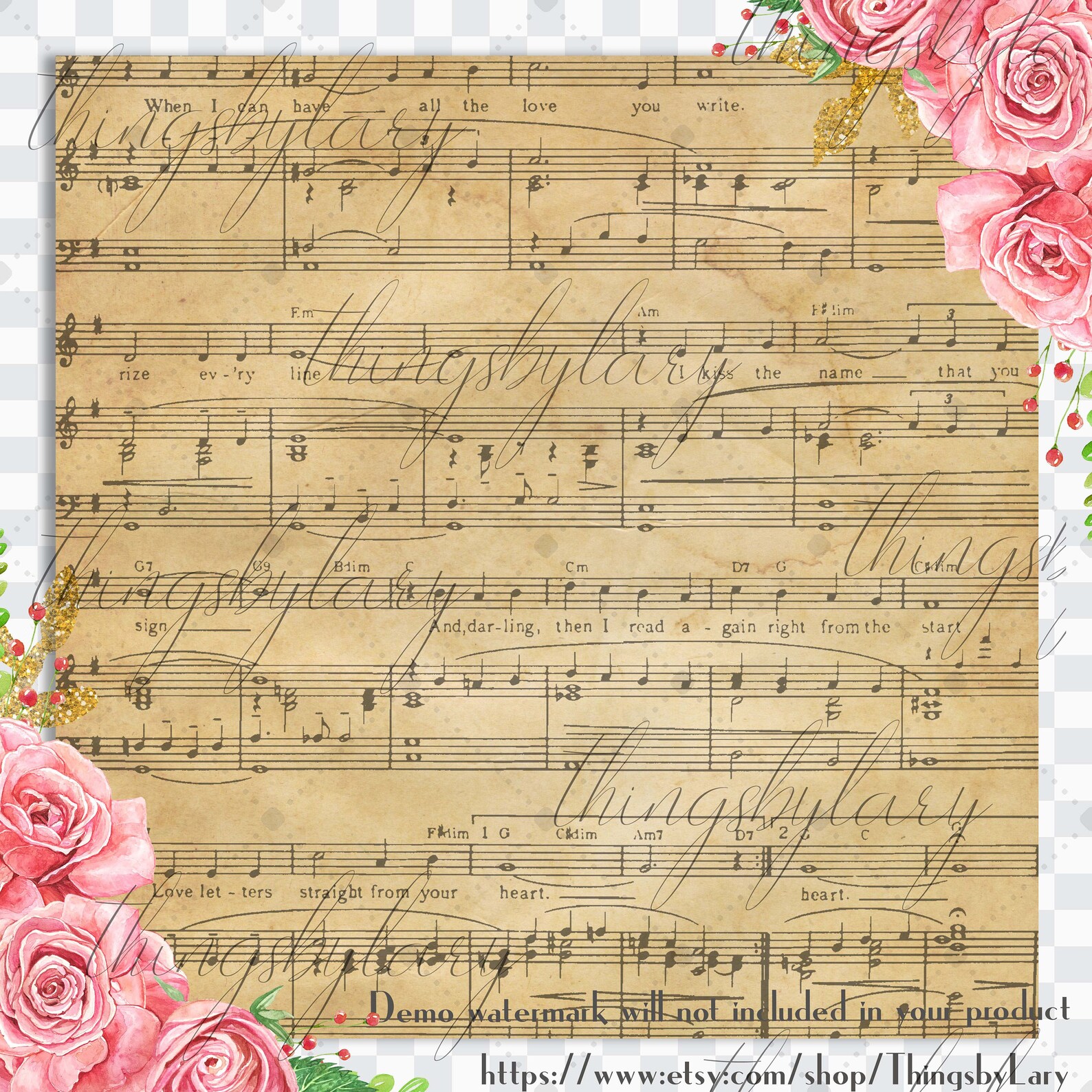 16 Antique Music Sheet Papers 12 Inch Instant Download Commercial Use ...