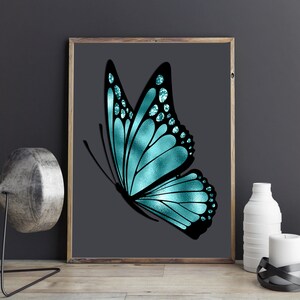 30 Teal Glitter Foil Butterfly Digital Images 300 Dpi Instant Download ...