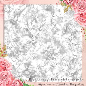 16 Silver Marble Papers, Silver Marble, Digital Marble Paper, Glitter ...