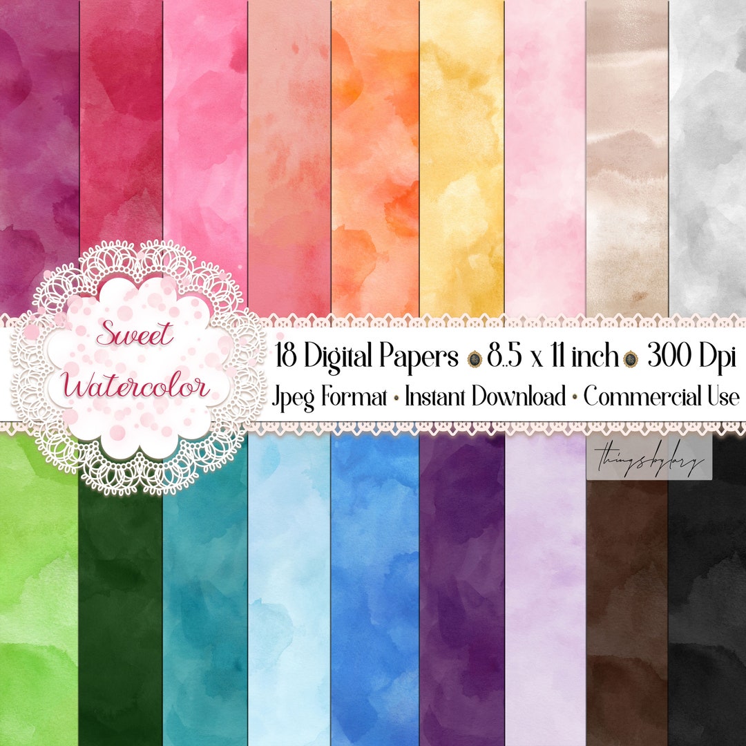18 Sweet Ombre Watercolor Digital Images Card Invitation 8.5 X 11" 300 ...