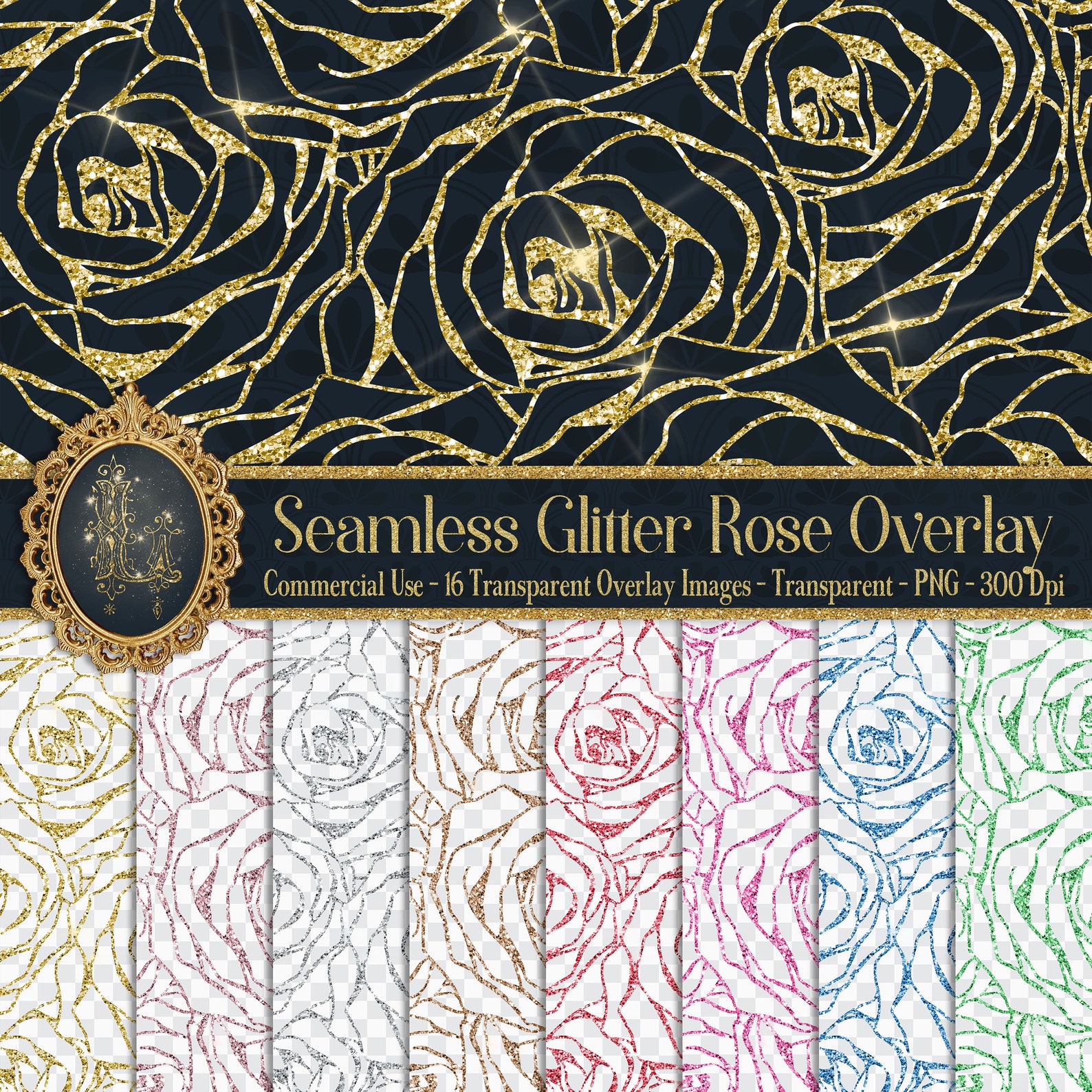 16 Seamless Glitter Rose Net Overlay Digital Images PNG - Etsy