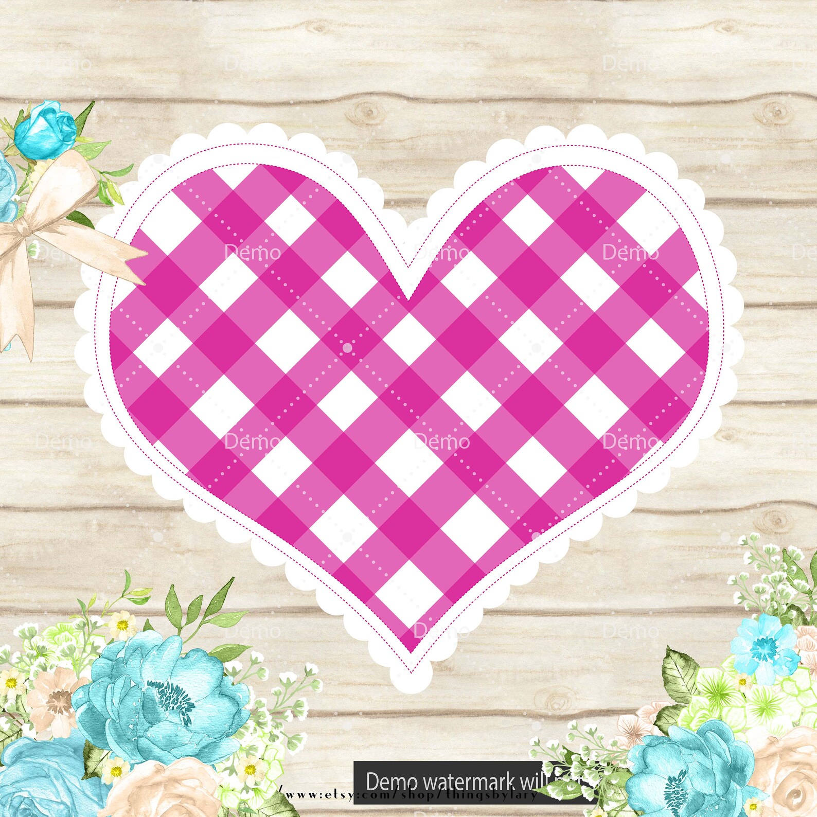 100 Gingham Heart Frame Cliparts100 PNG Clipart100 - Etsy