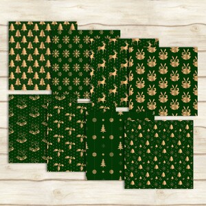 24 Green & Gold Christmas Digital Papers 12 X 12 Inch 300 Dpi Instant ...