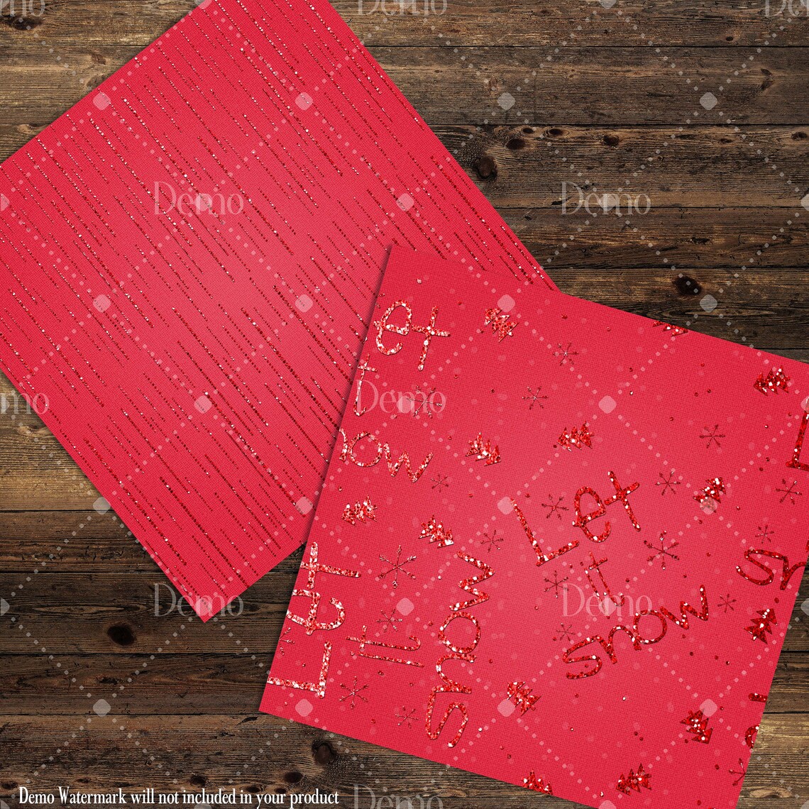 16 Red Glitter Christmas Digital Papers 12" 300 Dpi Instant Download ...