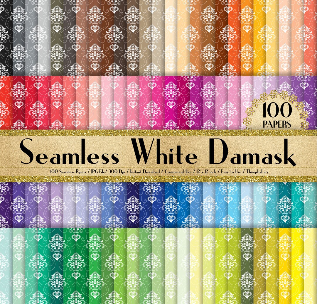 100 Seamless Damask Papers 12 Inch 300 Dpi Commercial Use Instant ...