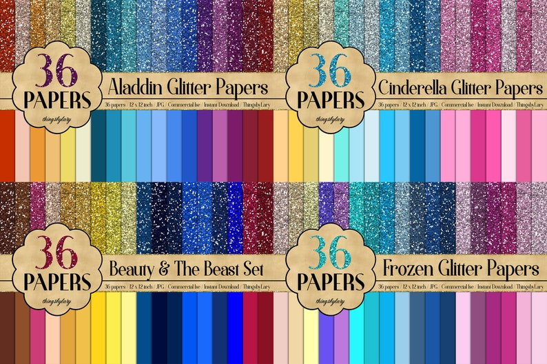 70% OFF 432 Papers, Princess Papers, Kid Theme Glitter Papers, Solid ...