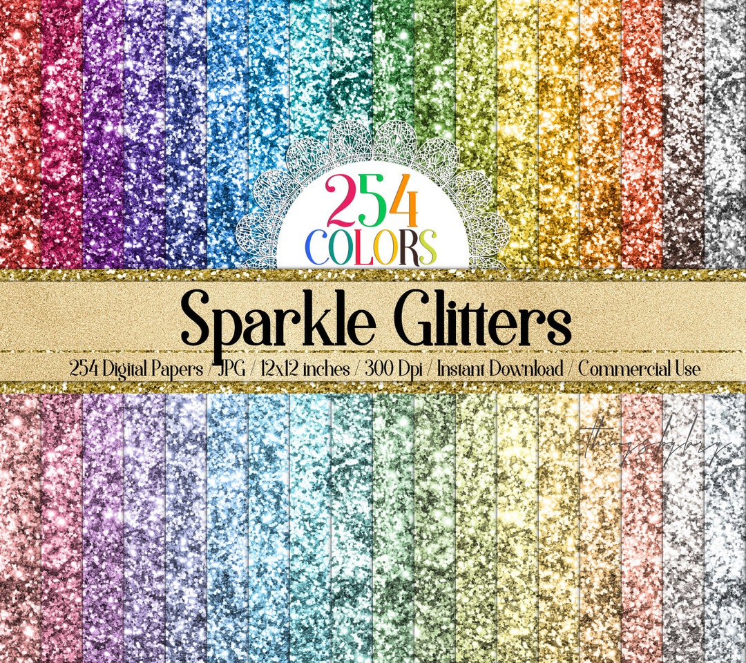 254 Sparkle Glitter Digital Papers Commercial Use Digital Glitter ...
