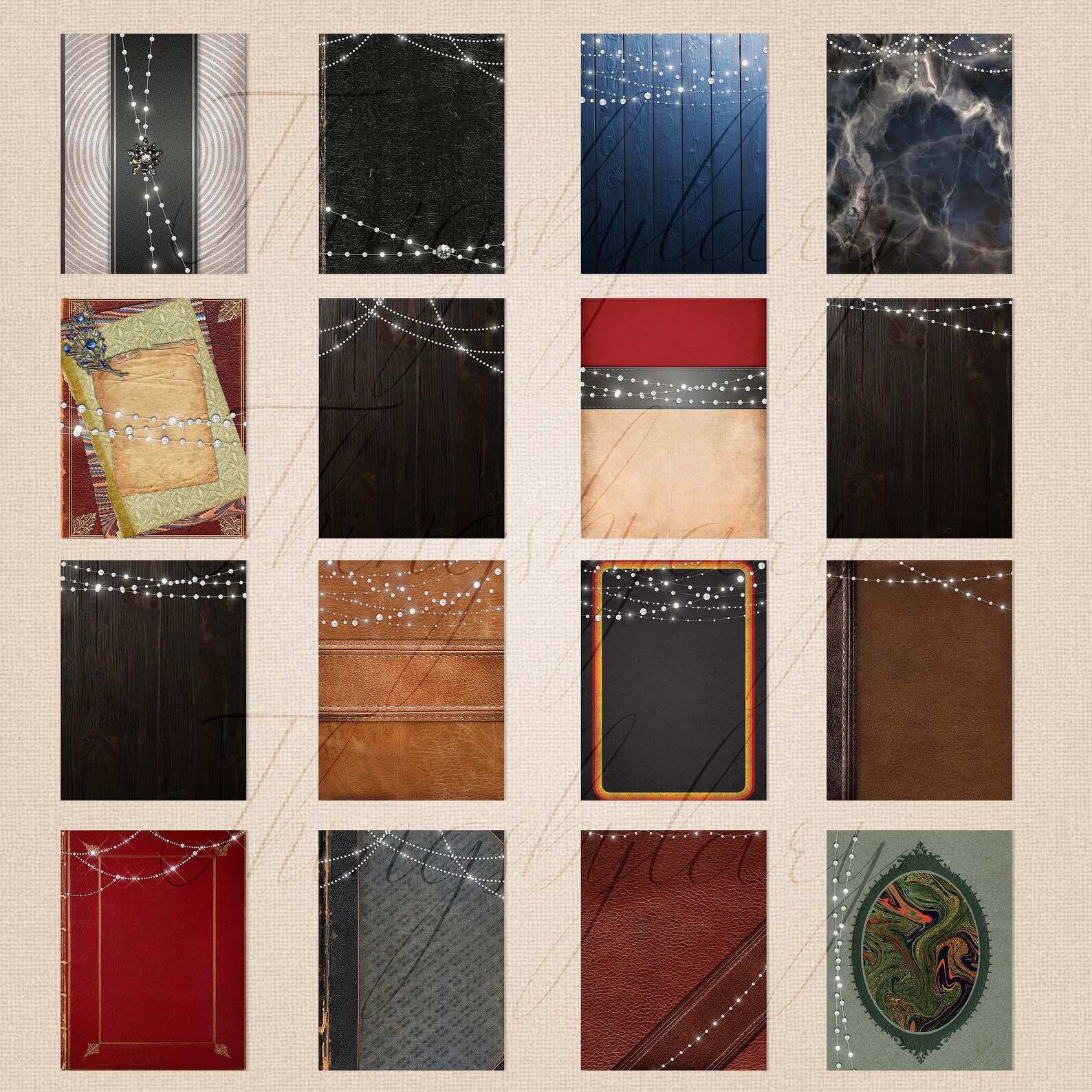 16 Antique Book Cover With Diamond Digital Papers 8.5x11 - Etsy