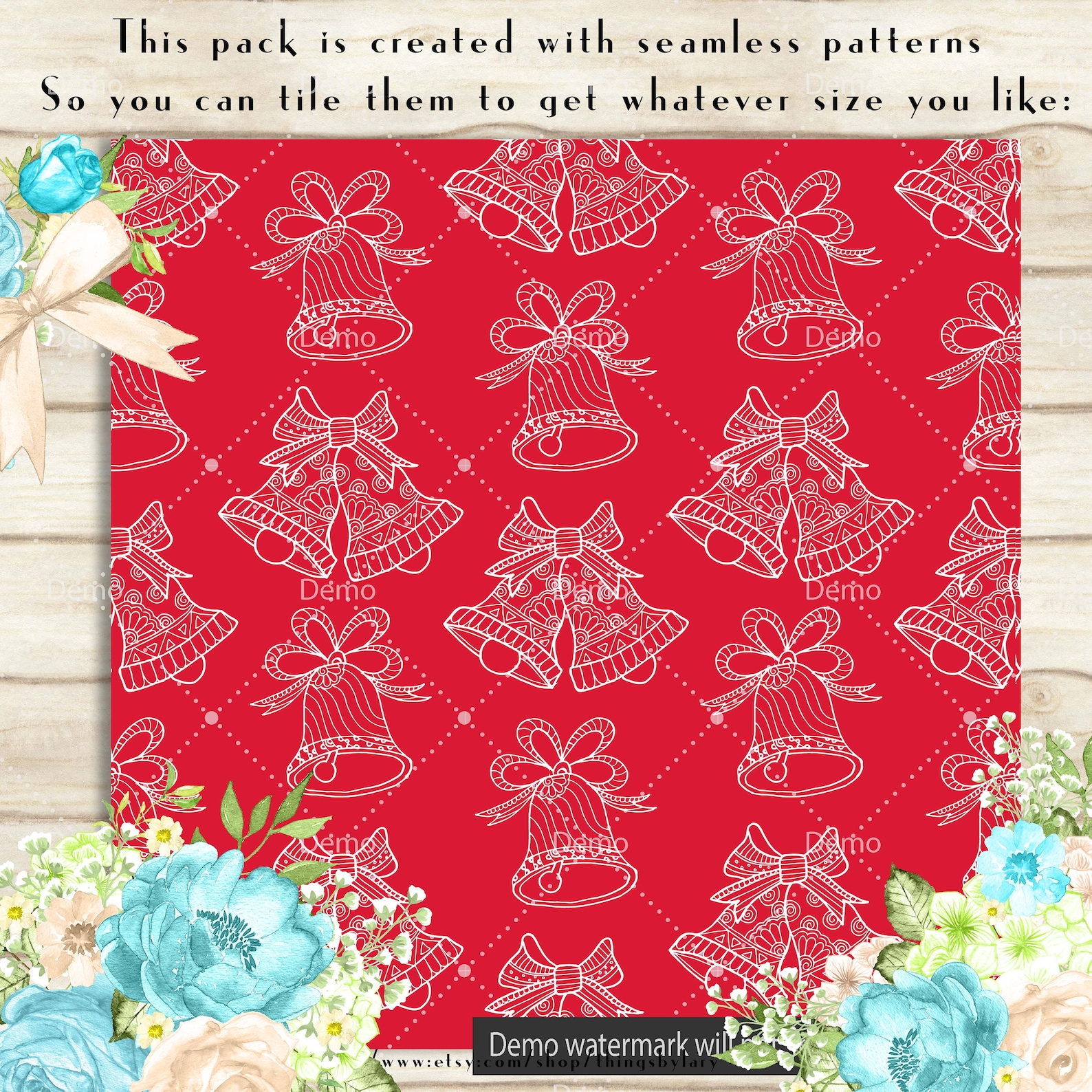 100 Seamless Hand Drawn Bell Papers in 12 X 12 - Etsy