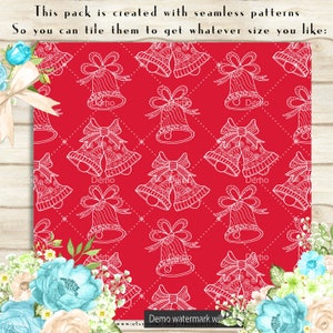 100 Seamless Hand Drawn Bell Papers in 12" X 12", 300 Dpi Planner Paper ...