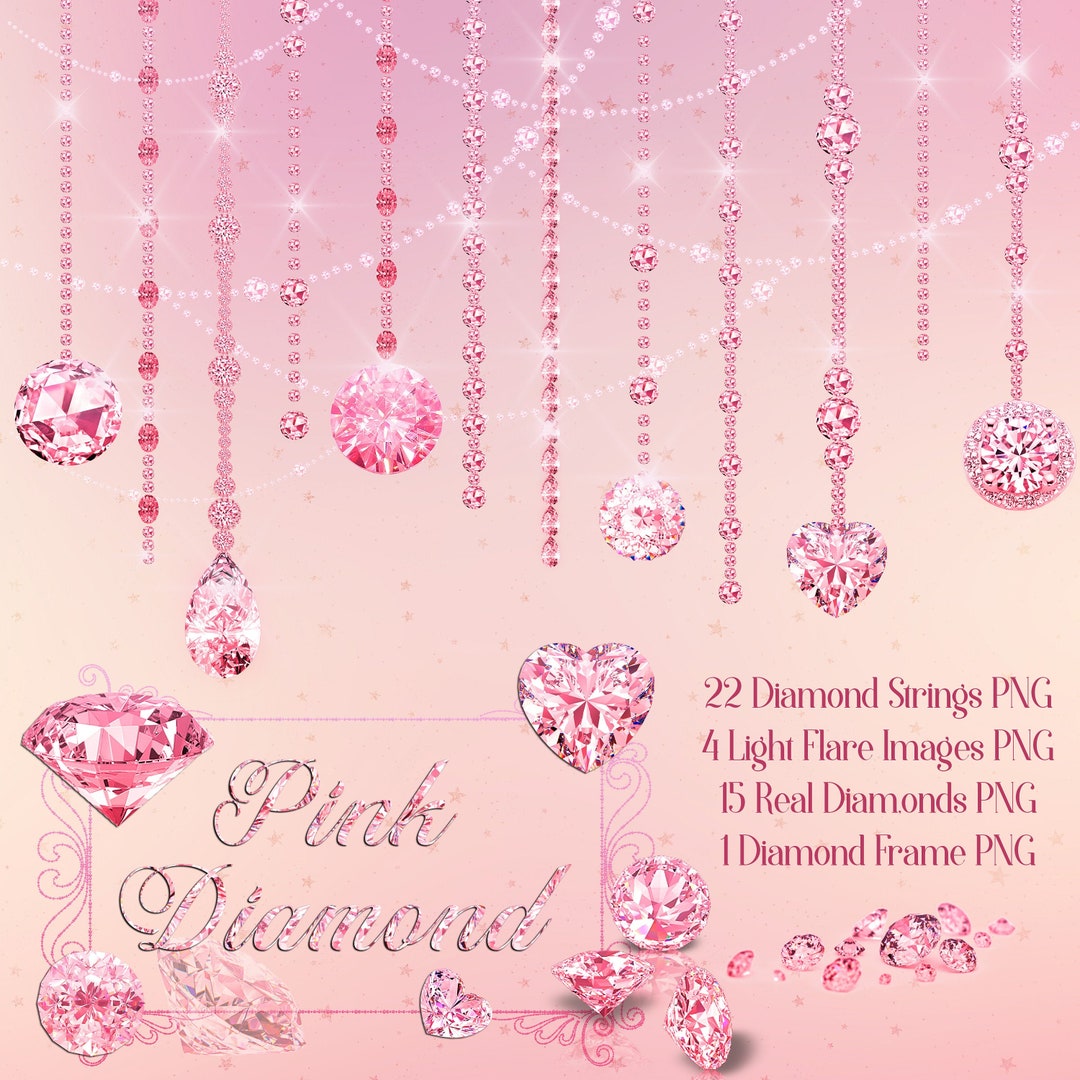 Pink Hanging Diamond String Set Digital Images PNG Transparent Instant ...