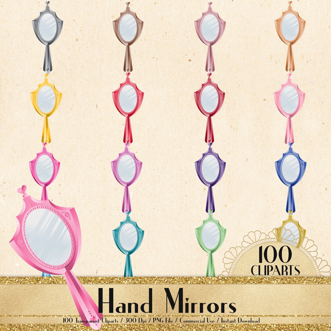 100 Hand Mirror Cliparts Planner Clipart Scrapbook Princess - Etsy