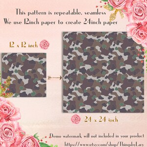 24 Camouflage Pattern Digital Papers 12", Digital Papers, Camouflage ...