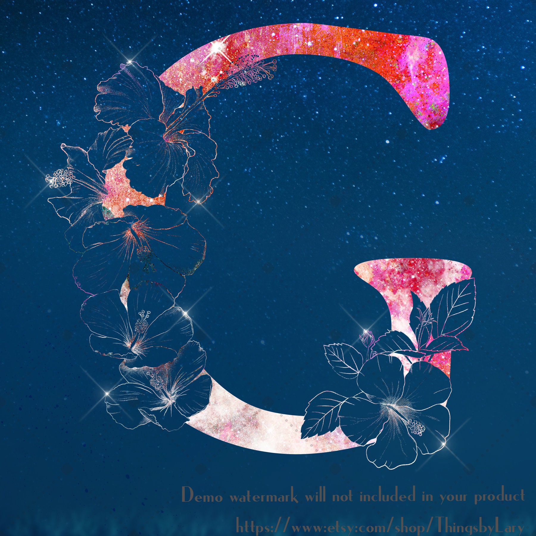 27 Galaxy Flower Alphabet Digital Cliparts PNG 300 Dpi Planner | Etsy