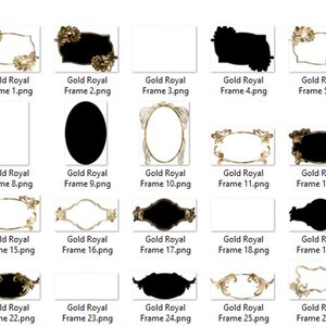 80 Luxury Gold, Black, White Label Frames 300 Dpi PNG Instant Download ...