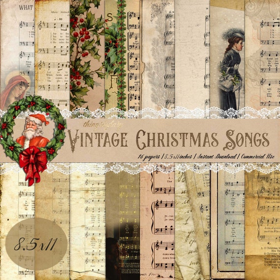 16 Vintage Christmas Music Sheet Digital Papers 8.5x11 - Etsy