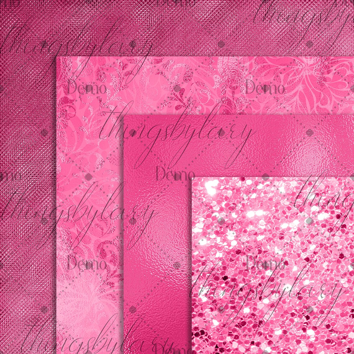 16 Luxury Aloe and Hot Pink Digital Paper Pack Commercial - Etsy