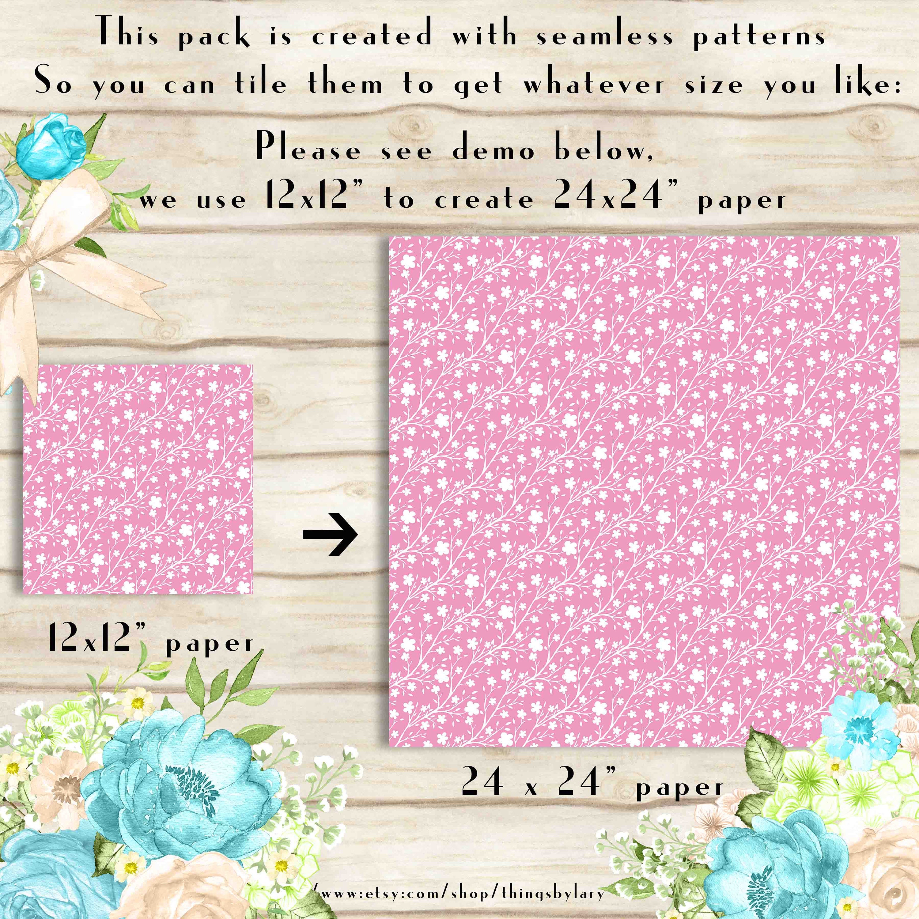 100 Seamless Spring Flower Papers in 12",cherry Blossom, Japanese ...