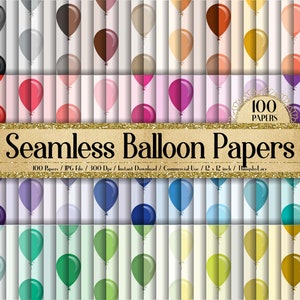 100 Seamless Balloon Digital Papers 12" X 12" 300 Dpi Planner Paper ...