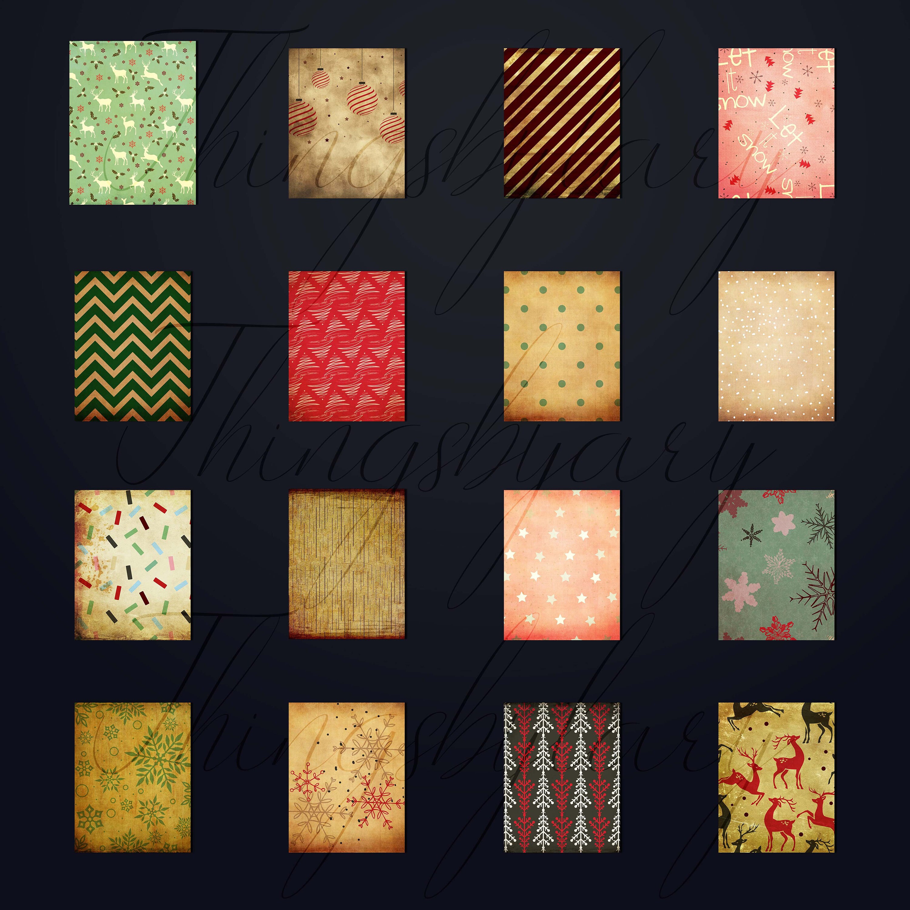 16 Antique Christmas Digital Paper 8.5x11 Instant - Etsy