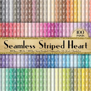 100 Seamless Striped Heart Papers 12 Inch 300 Dpi Instant Download ...