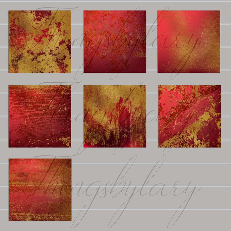 16 Distressed Red and Gold Digital Papers 12 300 Dpi | Etsy