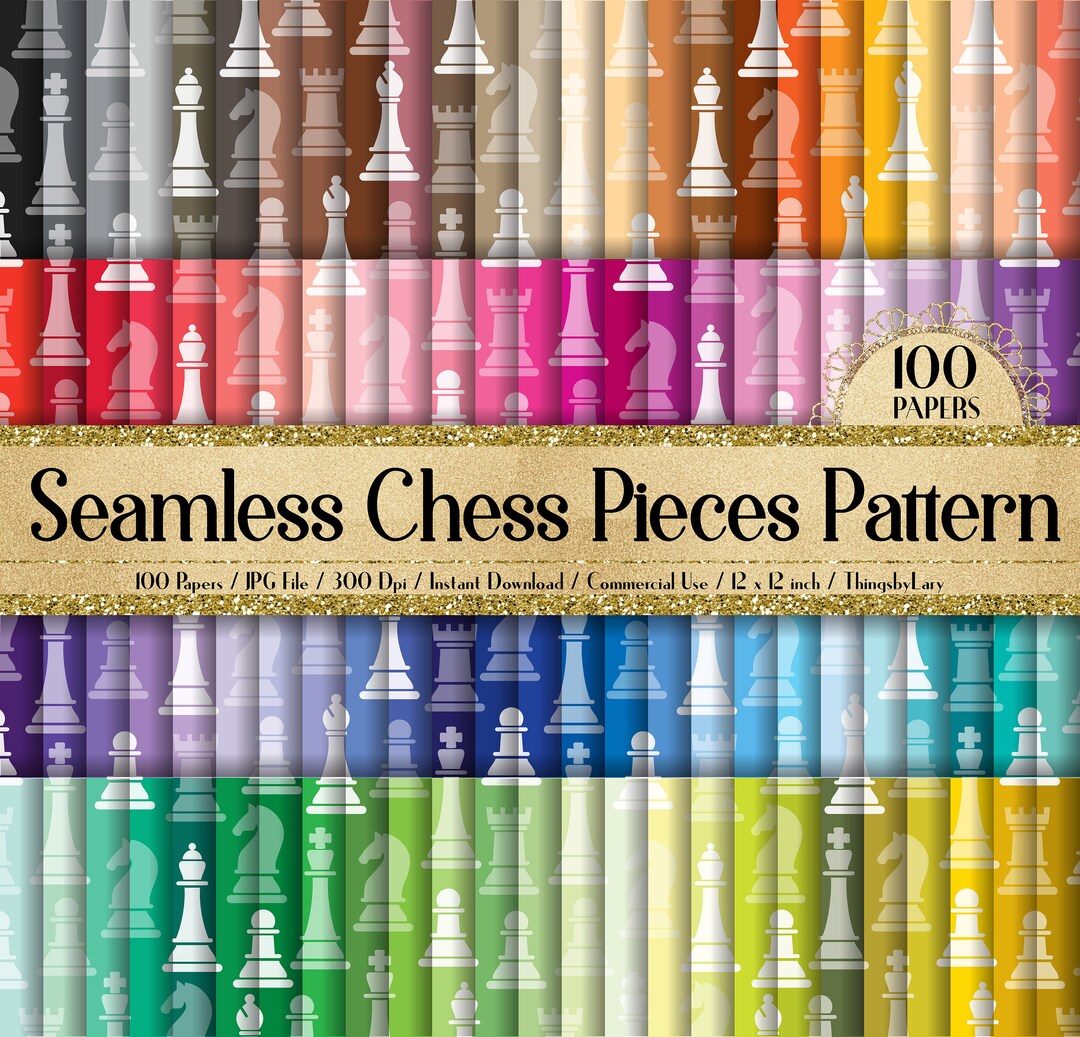 100 Seamless Chess Pieces Pattern Digital Papers 12" 300 Dpi Commercial ...