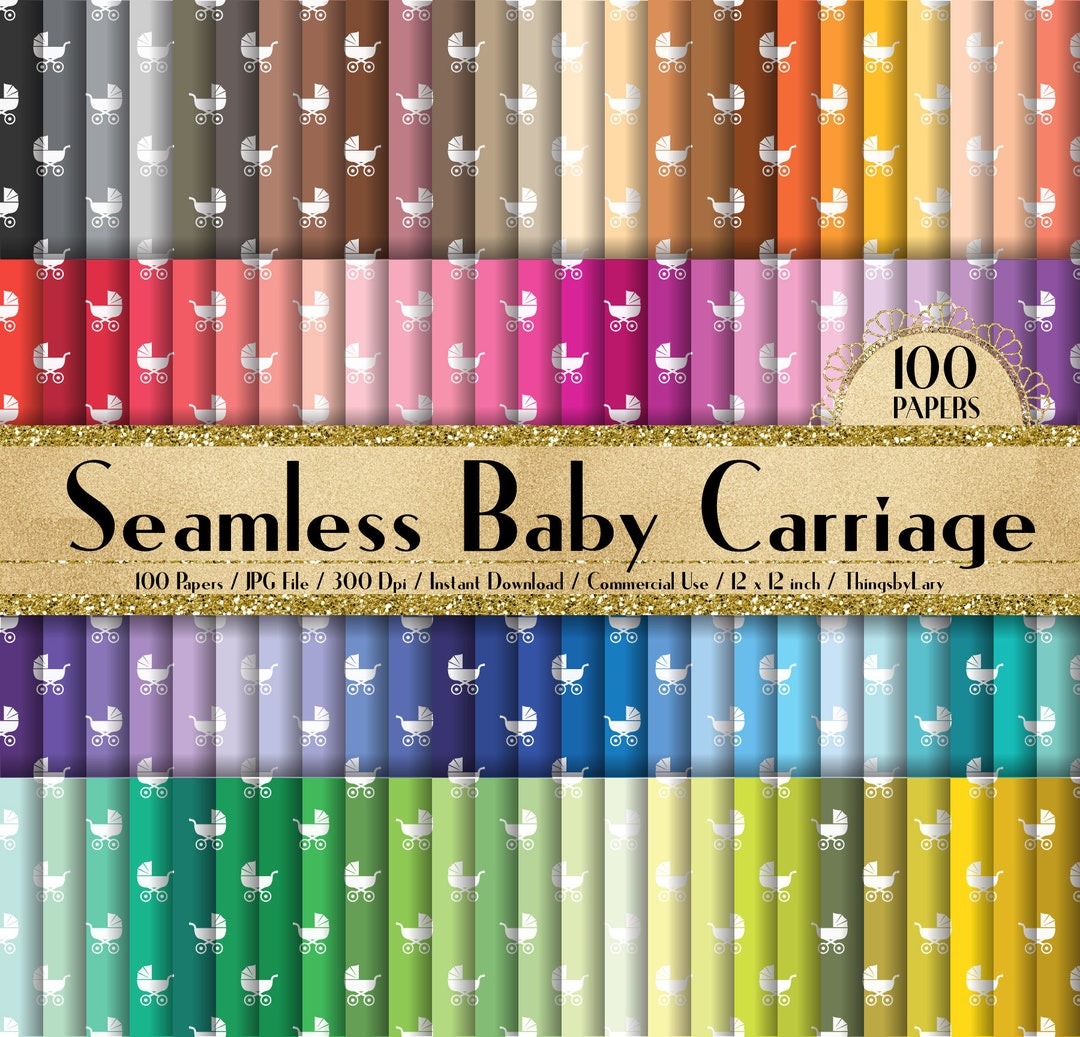 100 Seamless Baby Carriage Papers 12 Inch 300 Dpi Instant Download ...
