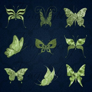 30 Greenery Foil and Glitter Butterfly Digital Images 300 Dpi Instant ...