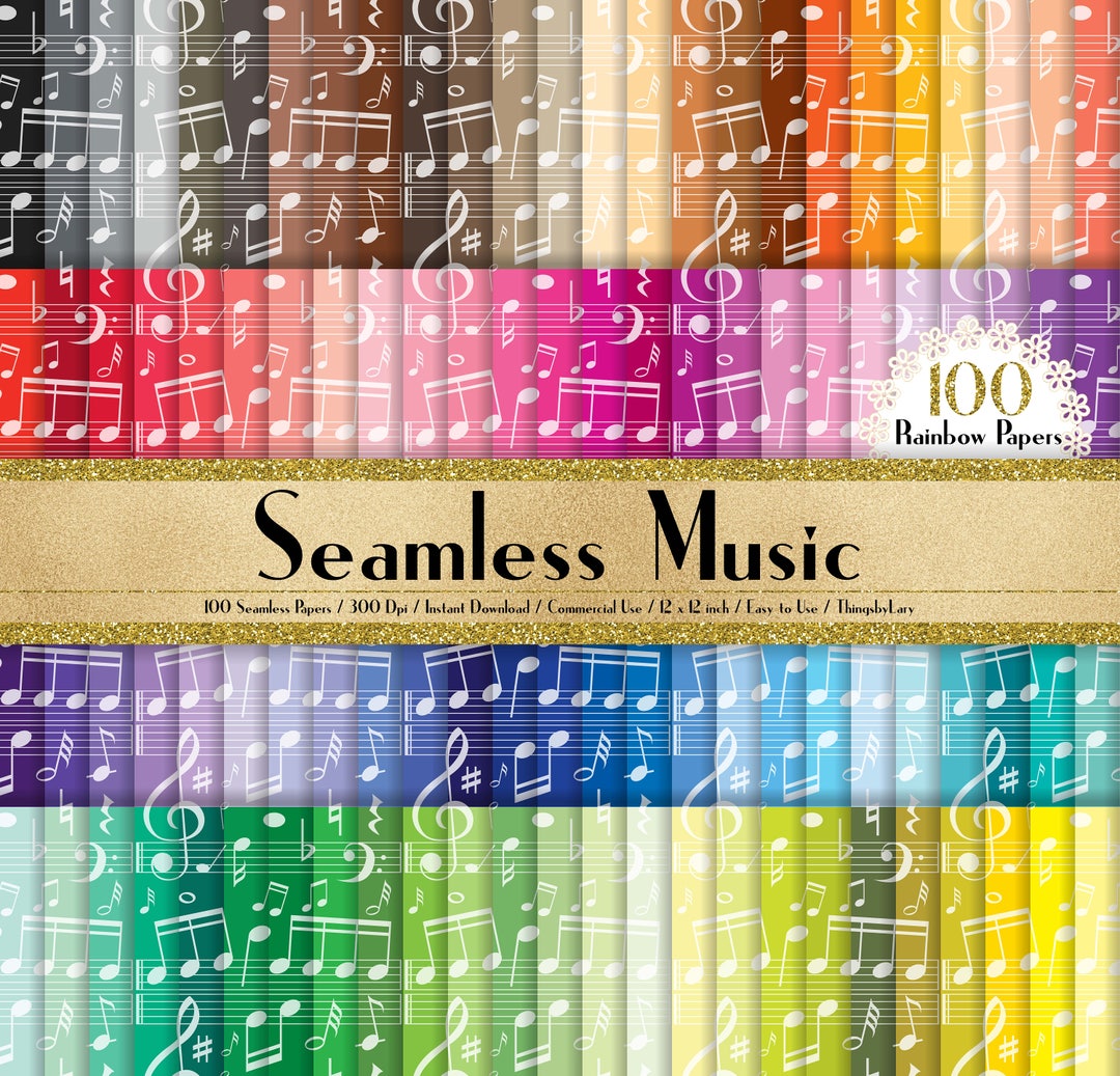 100 Seamless Music Note Papers in 12" X 12", 300 Dpi Planner Paper ...