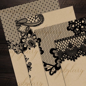 16 Black Gothic Lace Digital Papers A4 Size 300 Dpi Commercial Use ...