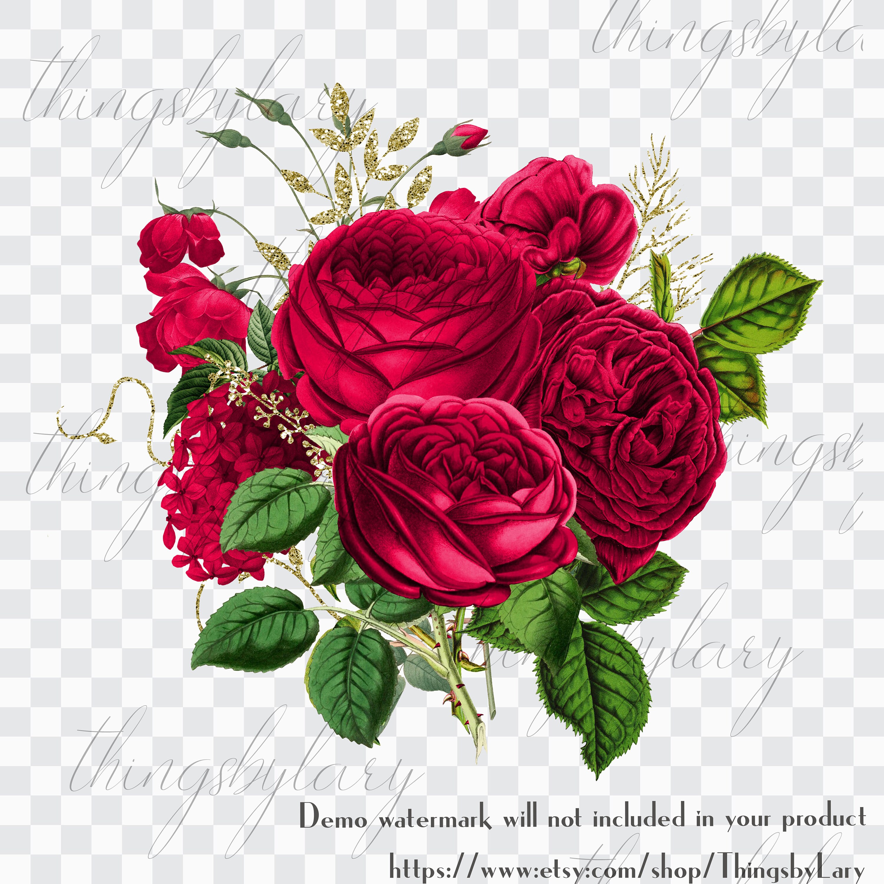 30 Red Flowers Digital Images PNG 300 Dpi Instant Download | Etsy