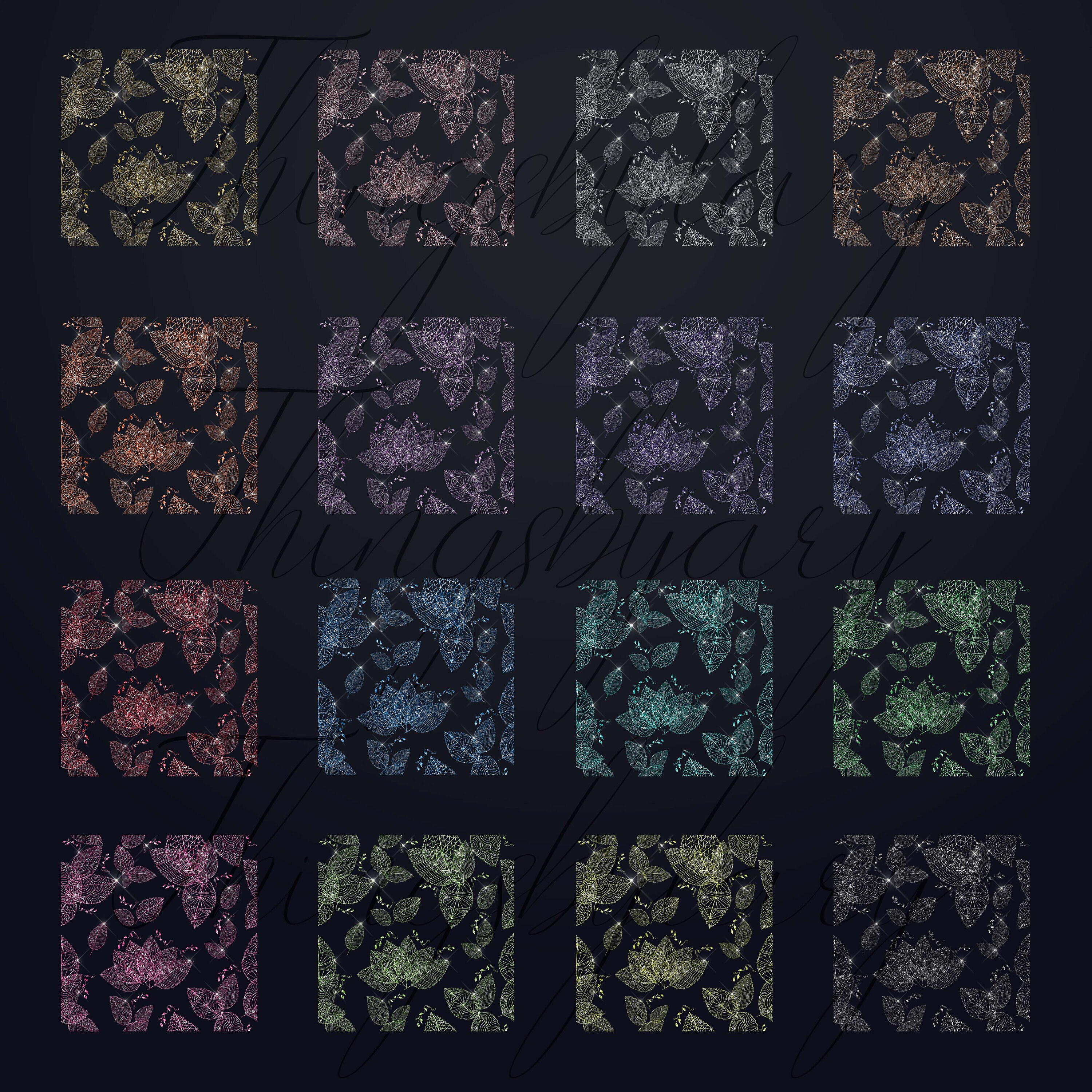 16 Seamless Glitter Leaves Overlay Digital Images PNG Transparent ...