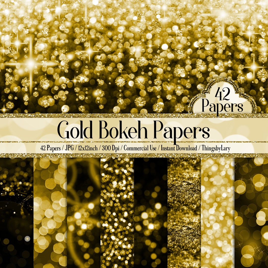 42 Gold Bokeh Papers 12 Inch, 300 Dpi Planner Paper, Commercial Use ...