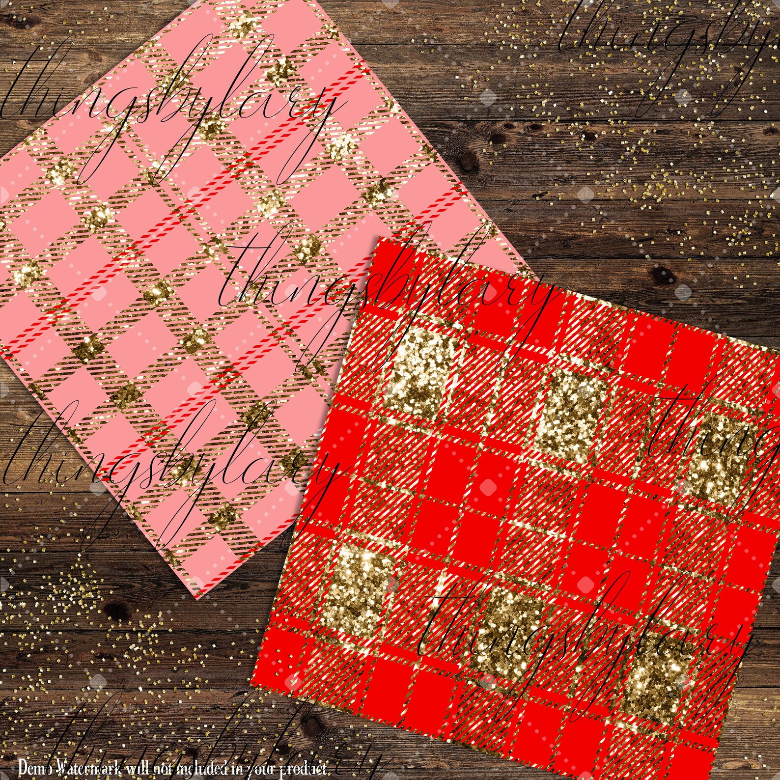 16 Luxury Gold and Red Glitter Plaid Tartan Digital Paper Pack - Etsy