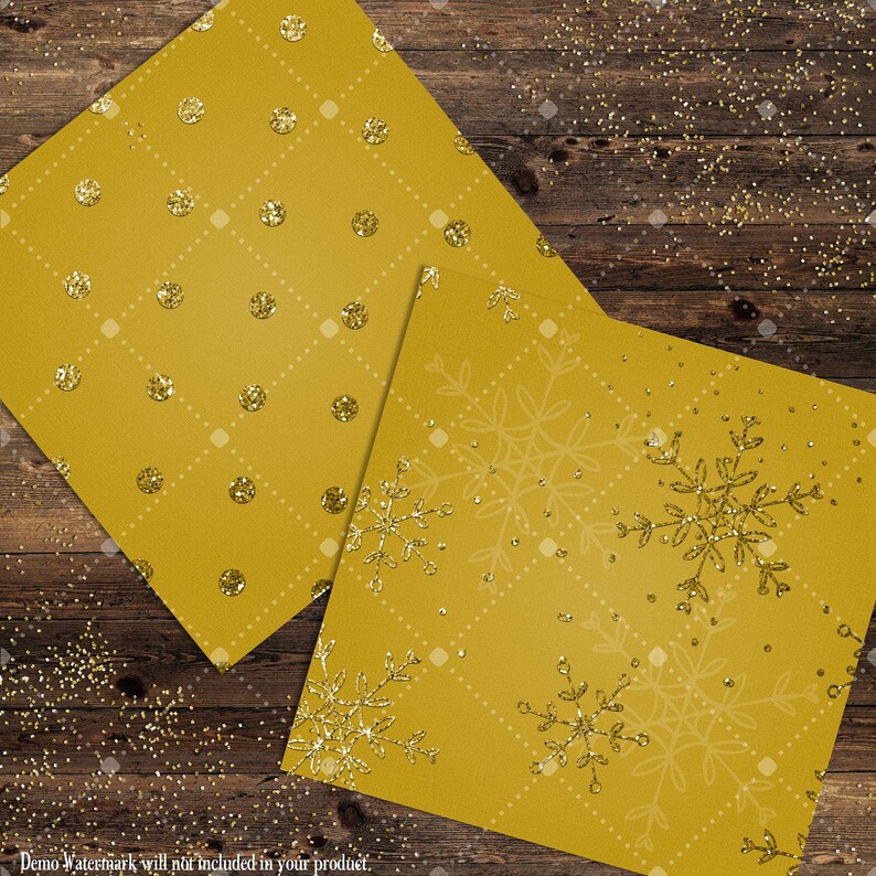 16 Gold Glitter Christmas Digital Papers 12" 300 Dpi Instant Download ...