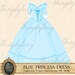 16 Blue Princess Dress Clip Arts, Princess, Baby Shower, Birthday ...