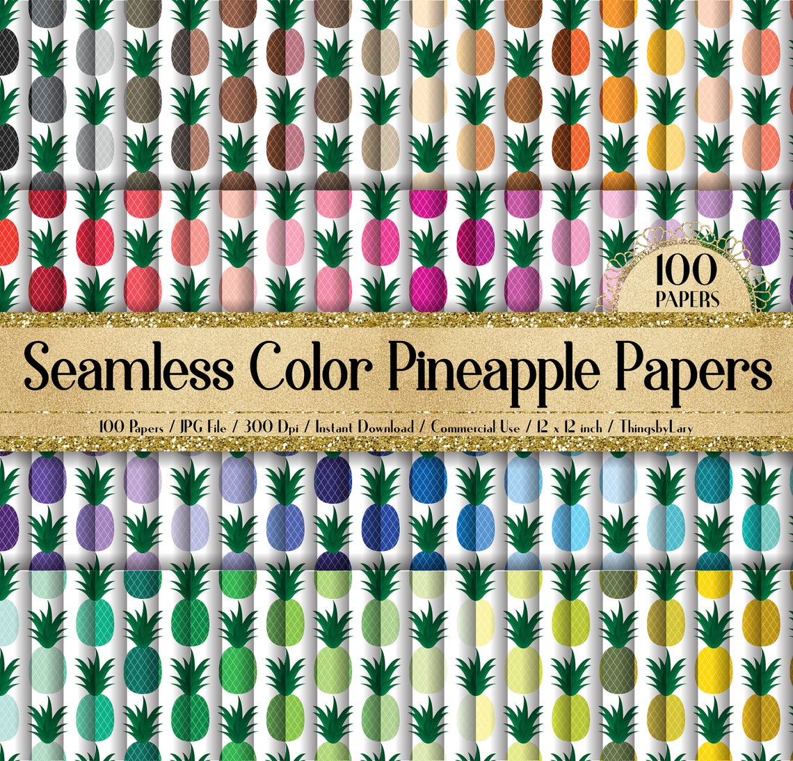 100 Seamless Color Pineapple Digital Papers 12x12 300 | Etsy