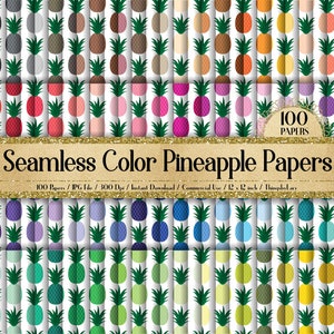 100 Seamless Color Pineapple Digital Papers 12x12" 300 Dpi ...