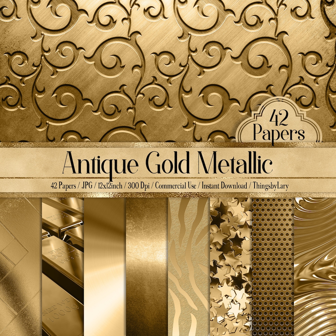 42 Antique Gold Metallic Papers 12 Inch 300 Dpi Instant Download ...