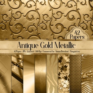 42 Antique Gold Metallic Papers 12 Inch 300 Dpi Instant Download ...