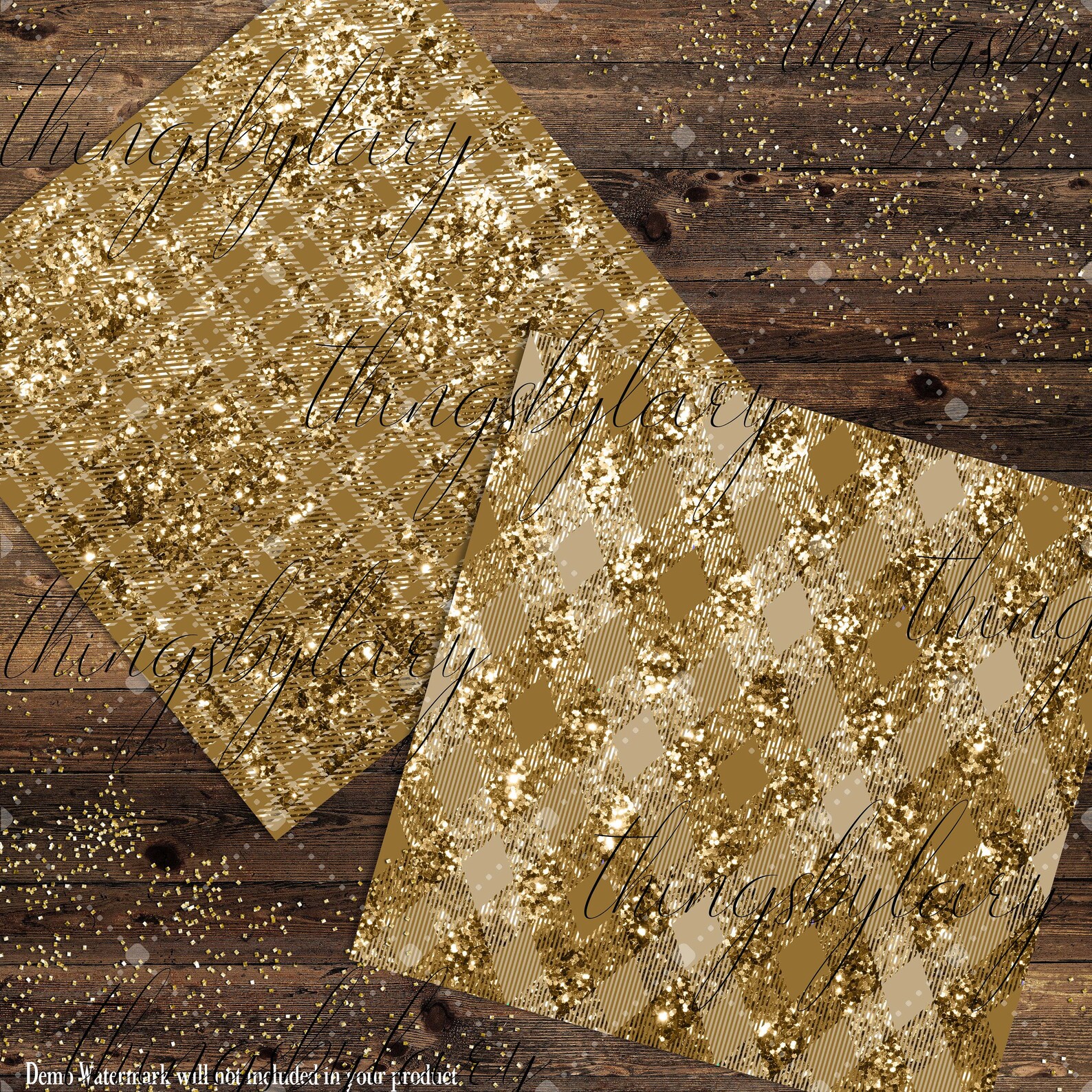 16 Antique Gold Glitter Plaid Tartan Digital Paper Pack 12inch | Etsy