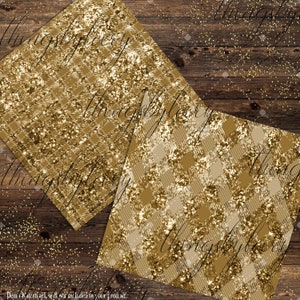 16 Antique Gold Glitter Plaid Tartan Digital Paper Pack 12inch 300 Dpi ...