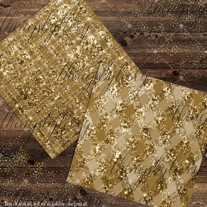 16 Antique Gold Glitter Plaid Tartan Digital Paper Pack 12inch - Etsy