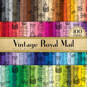 100 Seamless Vintage Royal Mail Papers in 12" X 12", 300 Dpi Planner ...