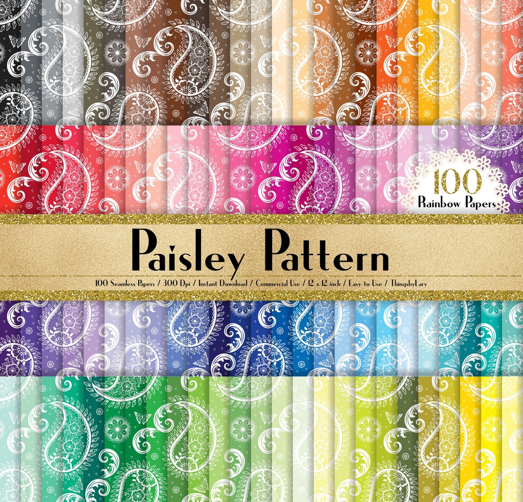 100 Seamless Paisley Pattern Papers in 12" X 12", 300 Dpi Planner Paper ...