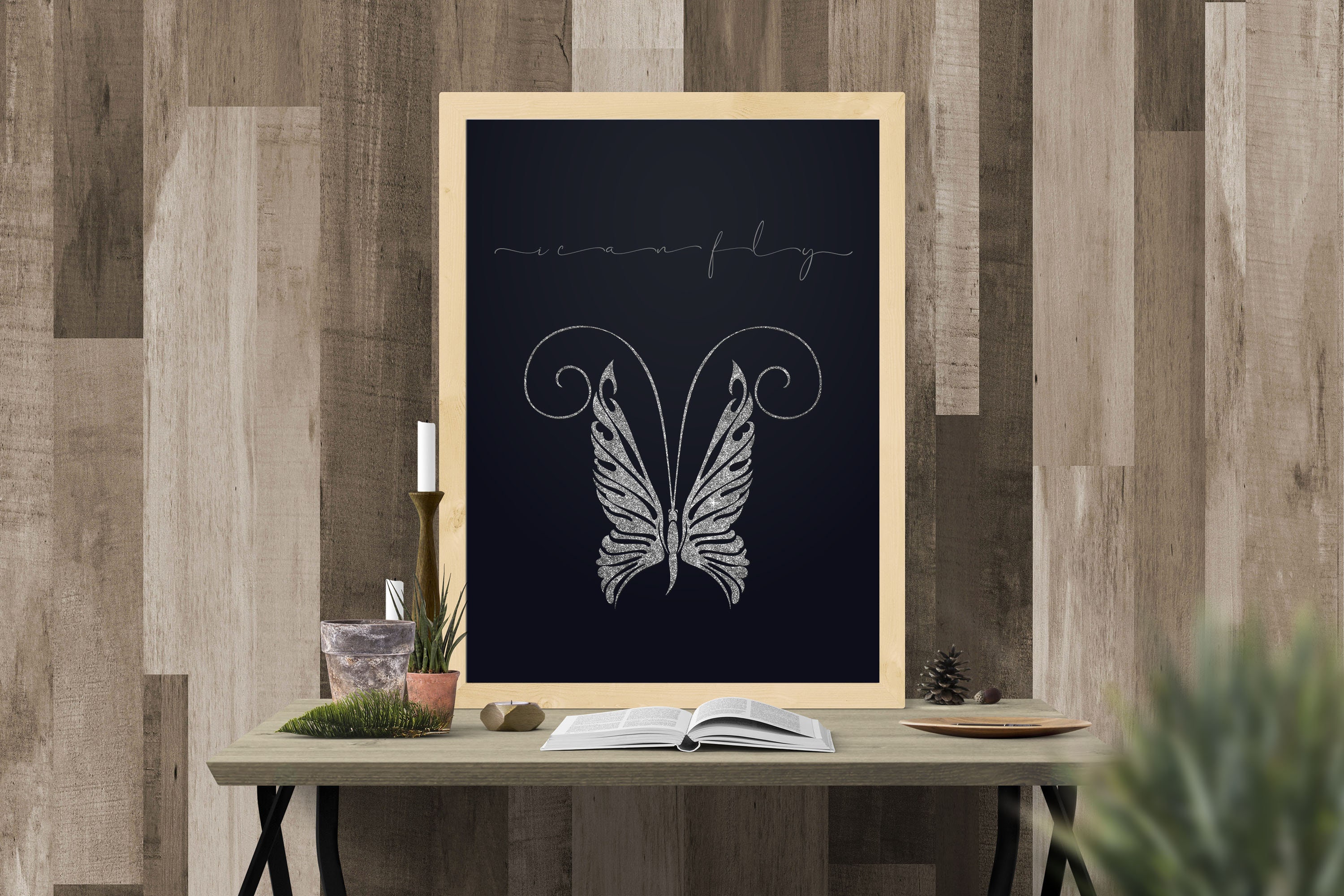 30 Metallic Silver Foil and Glitter Butterfly Digital Images - Etsy