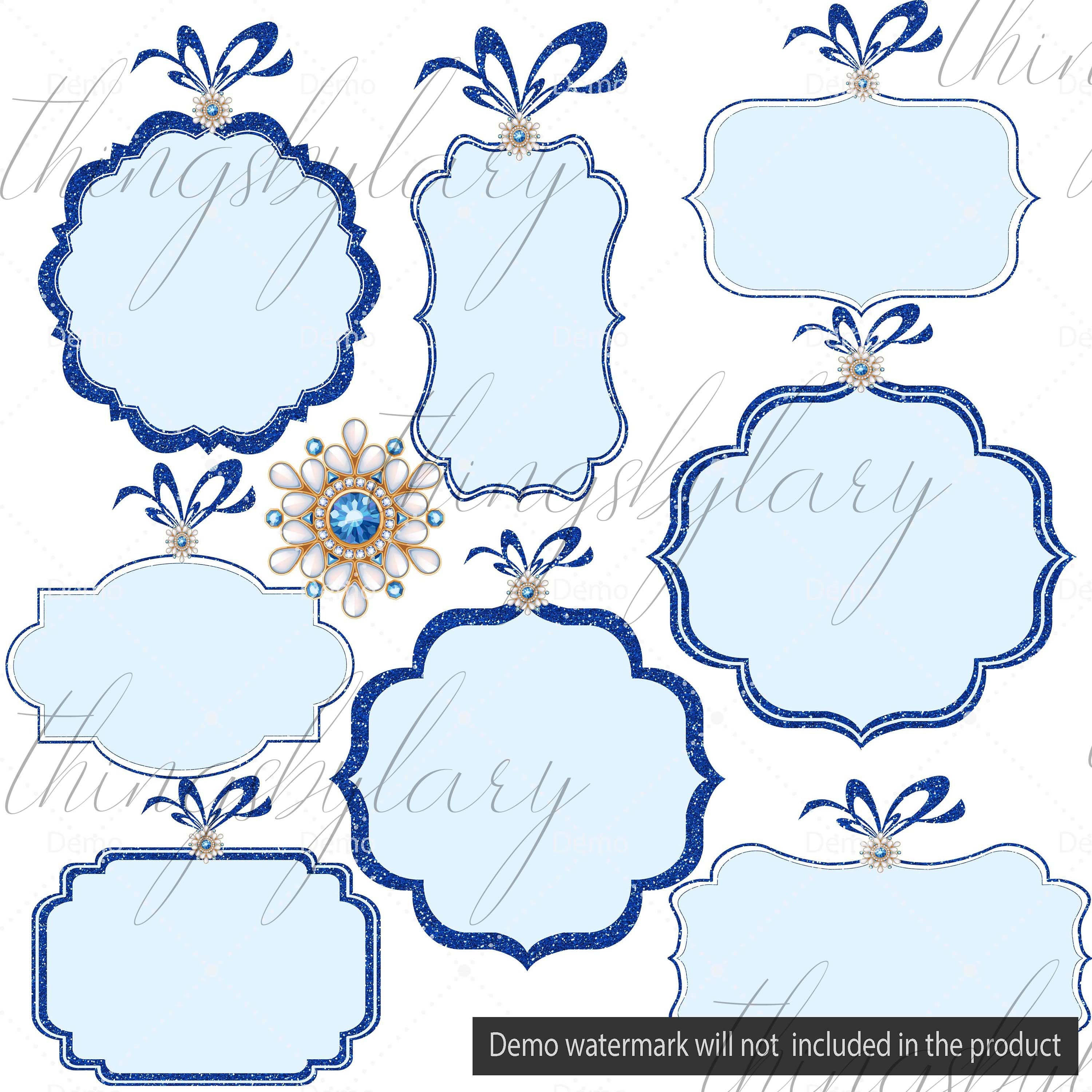 Blue Royal Frame, Glitter and Jewelry Frame Clipart, Glitter Frame for ...