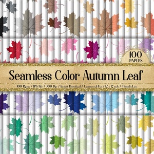 100 Seamless Color Autumn Leaf Digital Papers 12 Inch 300 Dpi ...